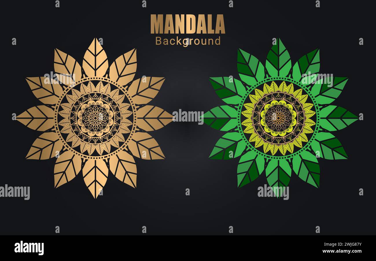 Luxury Golden Color or Colorful Islamic Mandala Background Design ...