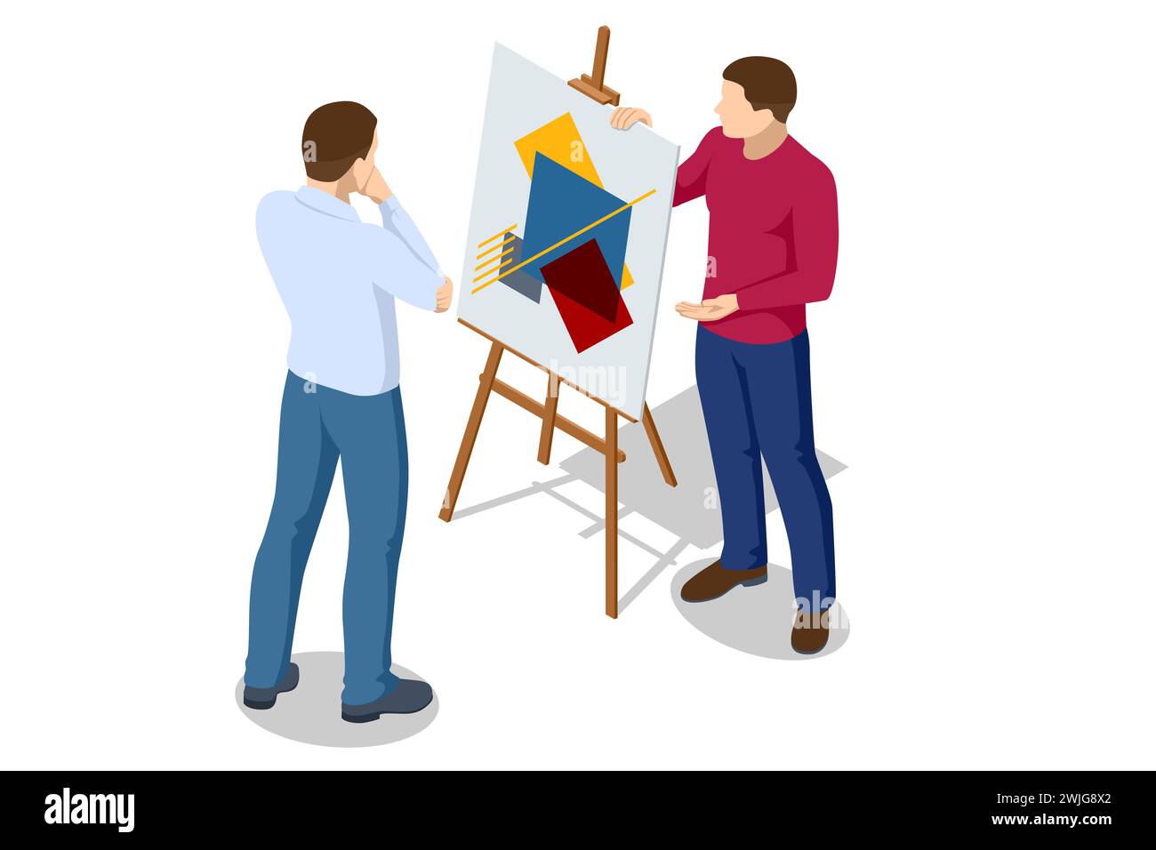 Artist discussing drawing man studio Stock Vector Images - Alamy
