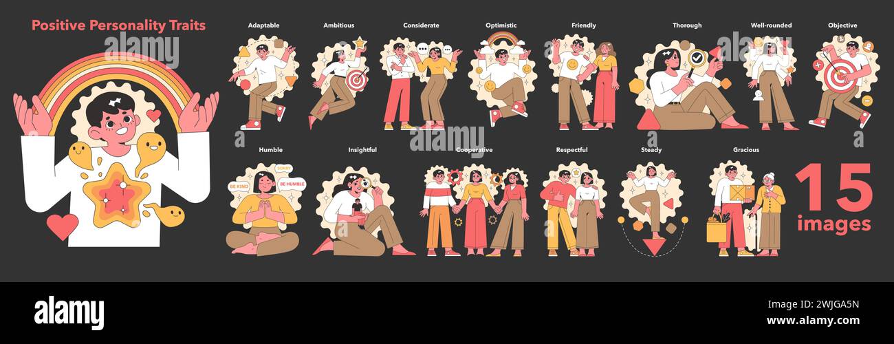 A vibrant collection of vector illustrations showcases a diverse group ...