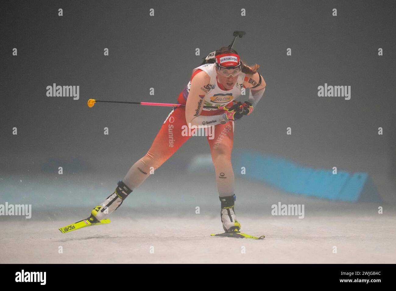 Lena Haecki-Gross of Switzerland competes during the single mixed relay ...