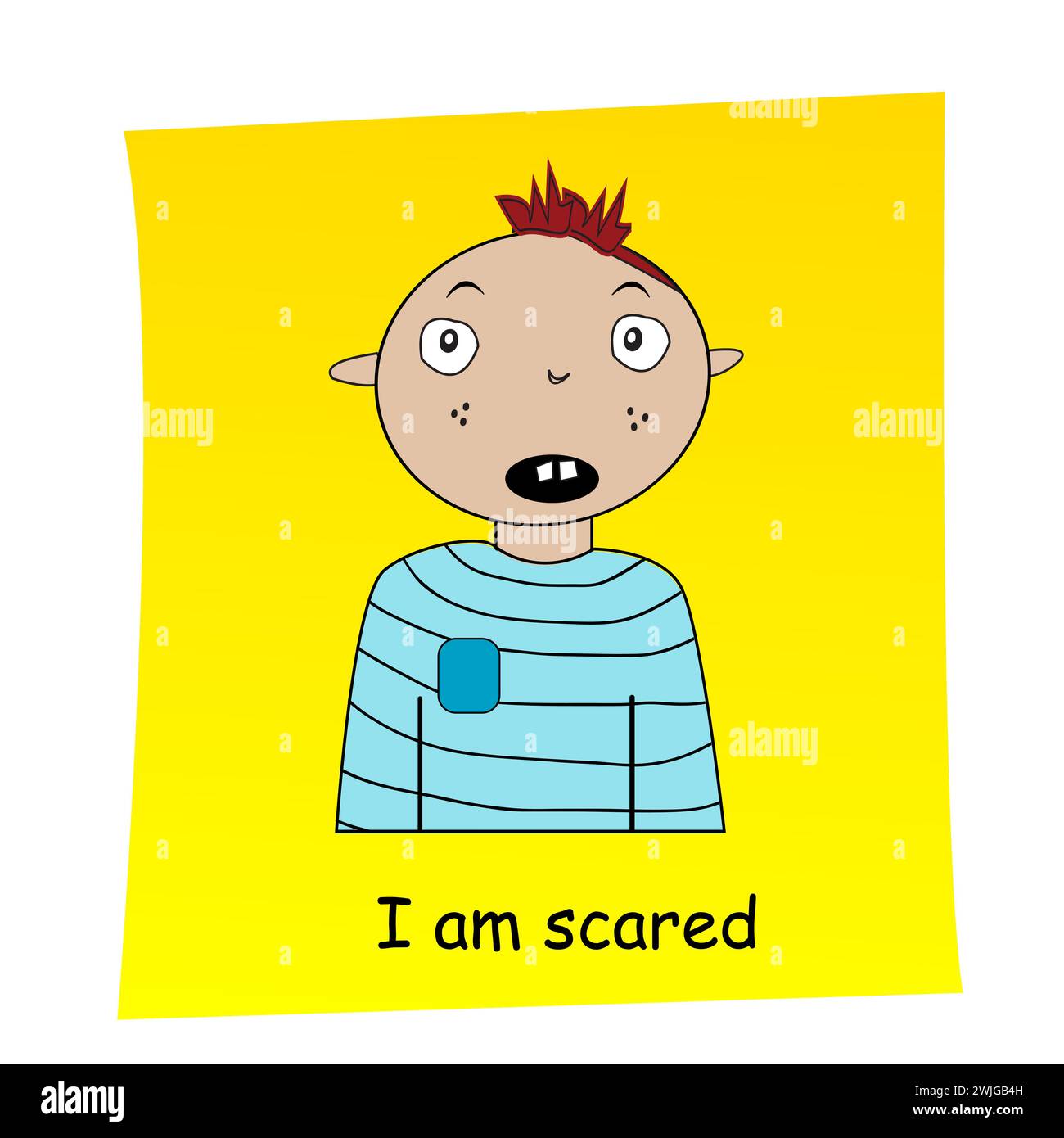 I am scared concept.Cartoon hand drawn girl with scared expression Stock Vector Image & Art - Alamy