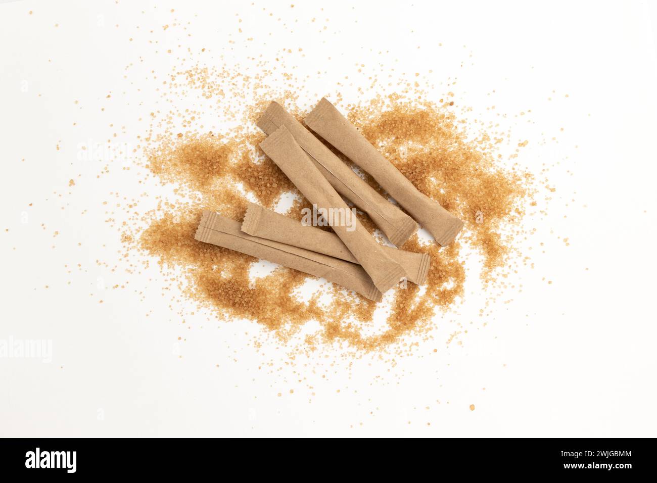 paper sticks of cane sugar, sugar in paper kraft packaging, mock up for ...