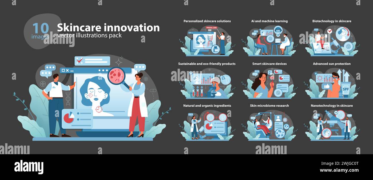 Skincare innovation set. Cutting-edge technology meets dermatology ...