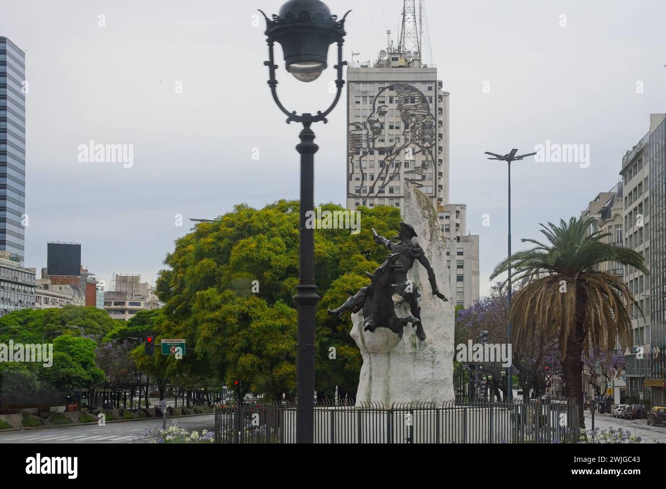 Two sculptures celebrating iconic heroes Eva Peron and Don Quixote in ...