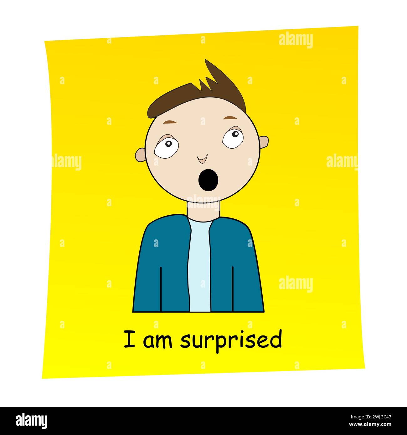 I am surprised concept.Cartoon hand drawn boy with surprised expression ...
