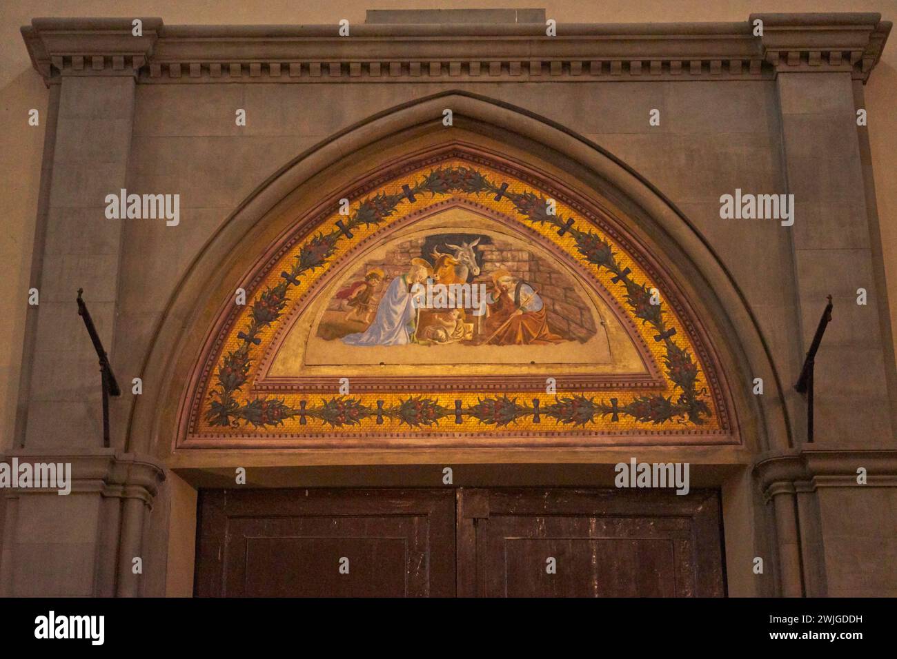 Nativity scene mural, Santa Maria Novella, Florence, Italy Stock Photo ...