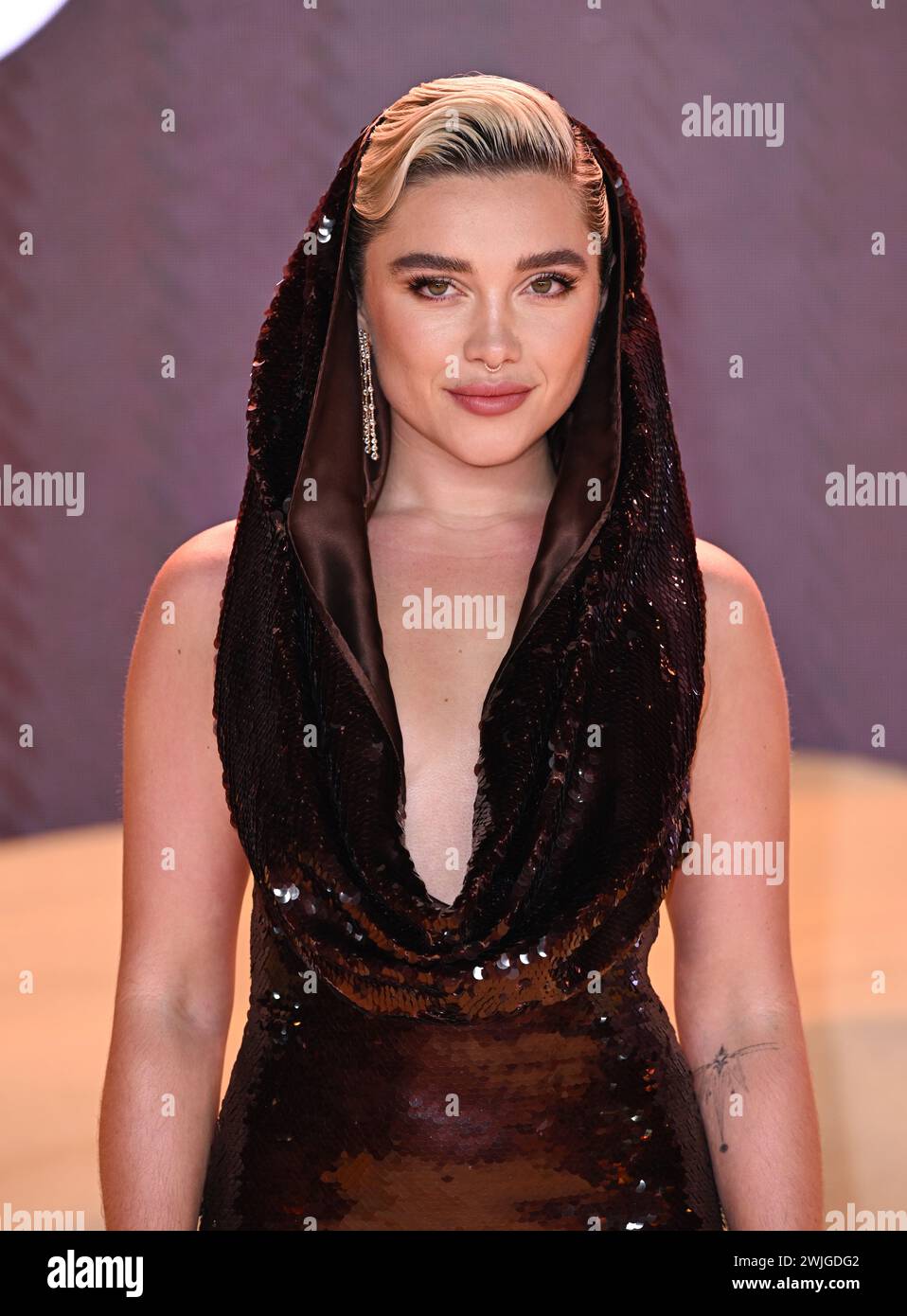 London, UK. February 15th, 2024. Florence Pugh arriving at the World ...