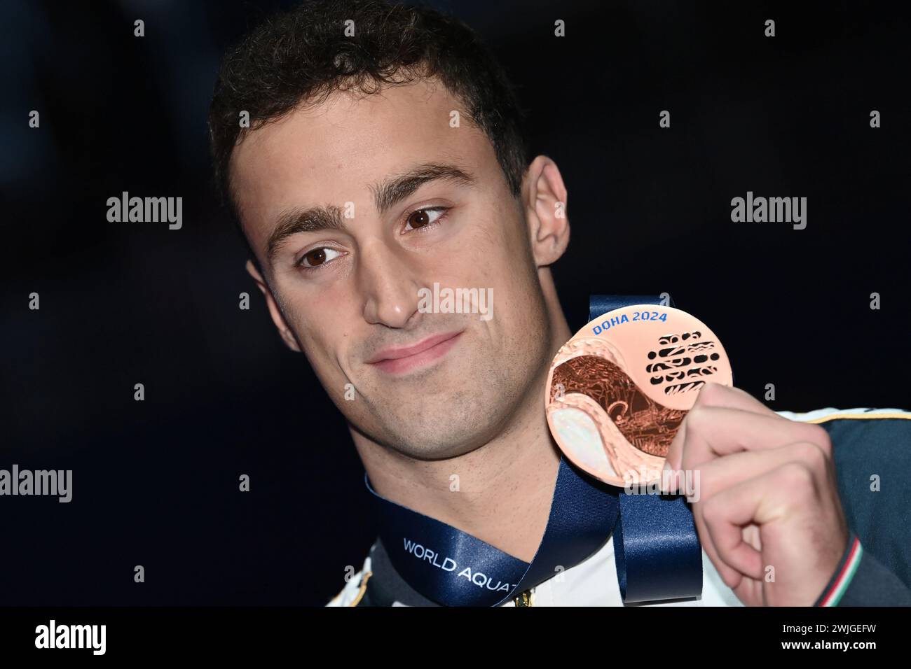 Doha, Qat. 15th Feb, 2024. Alberto Razzetti (ITA) on the podium after ...