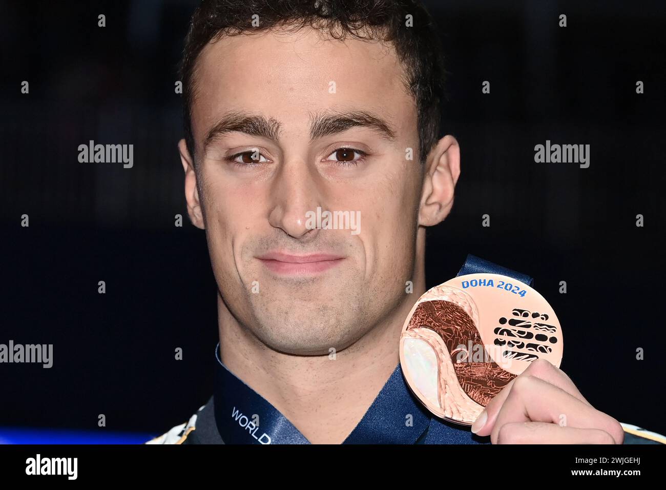 Doha, Qat. 15th Feb, 2024. Alberto Razzetti (ITA) on the podium after ...