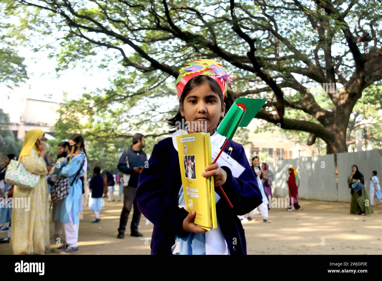 A Bangladeshi child starting her education. Tahsina Islam Tasnim, on her first day of school ...