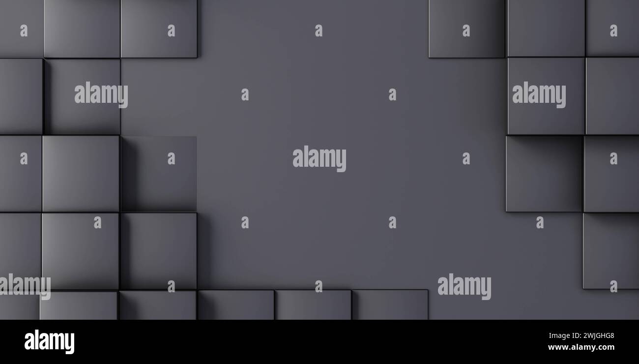 Dark Gray Background With Squares and Rectangles 3d render illustration ...