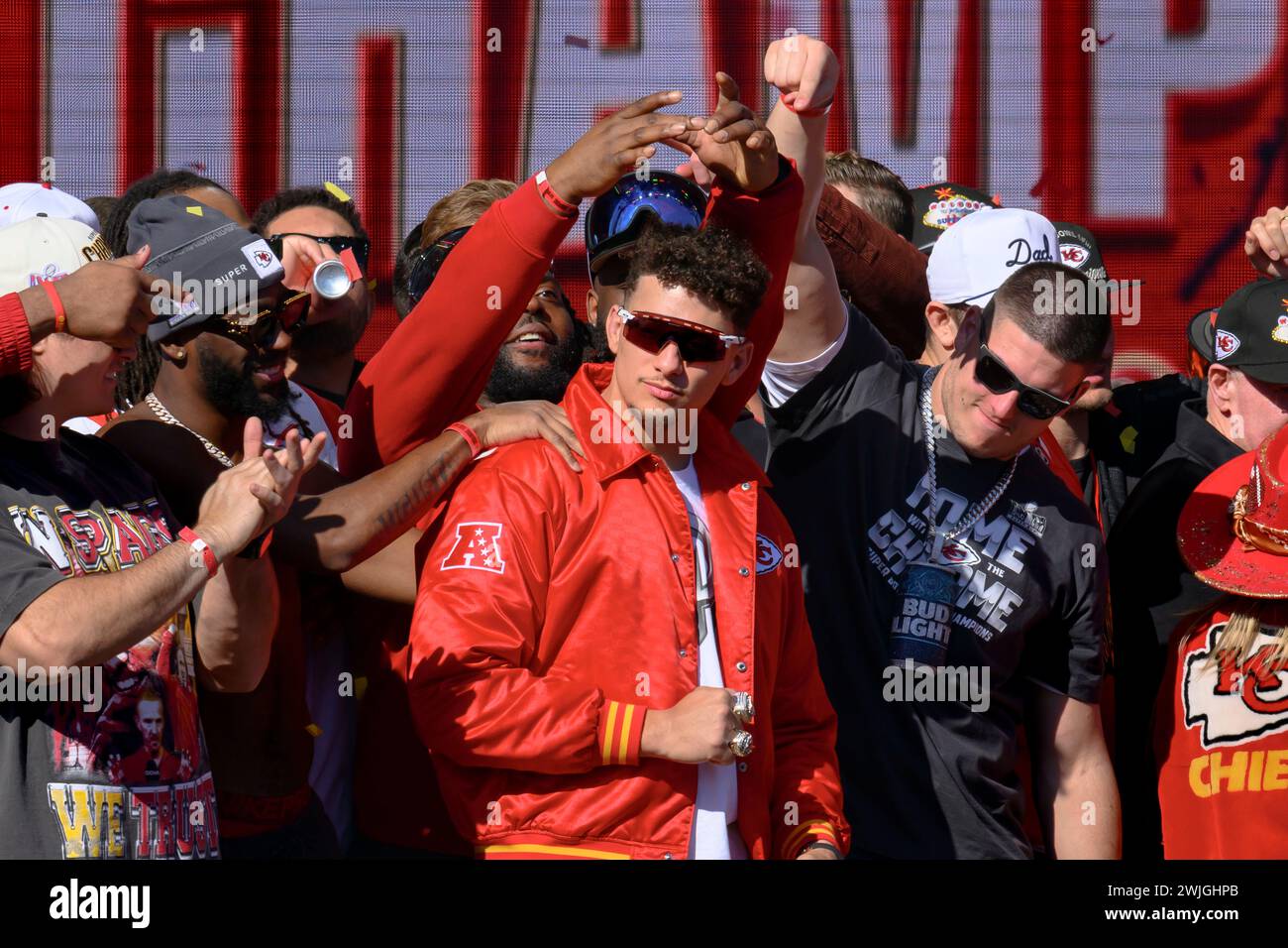 Kansas City Chiefs quarterback Patrick Mahomes is surrounded by ...
