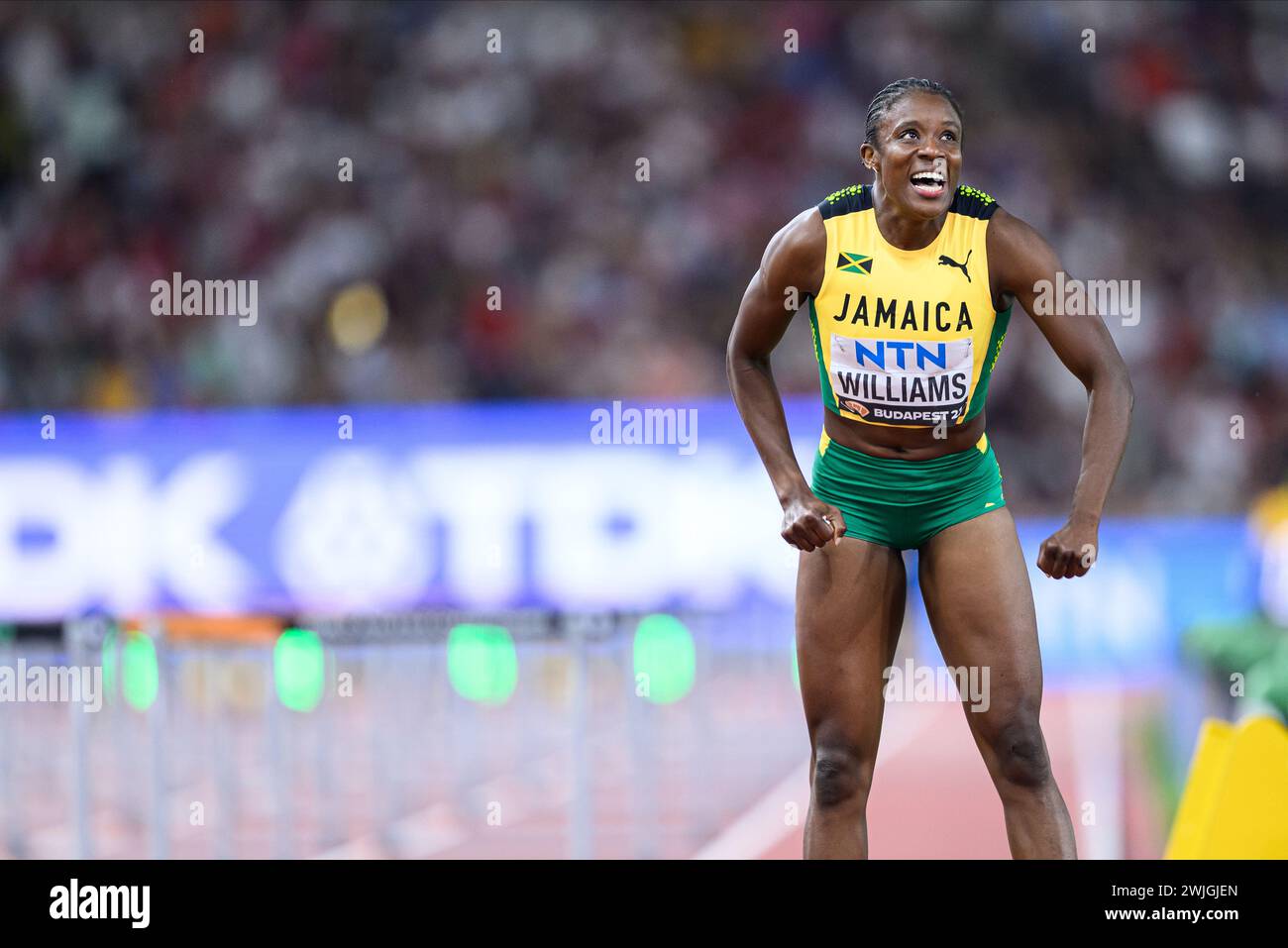 Danielle WILLIAMS winning and happy in the 100 meters hurdles at the ...