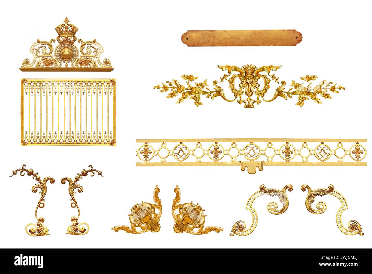 Isolated golden gates to Versailles castle. France Stock Photo - Alamy