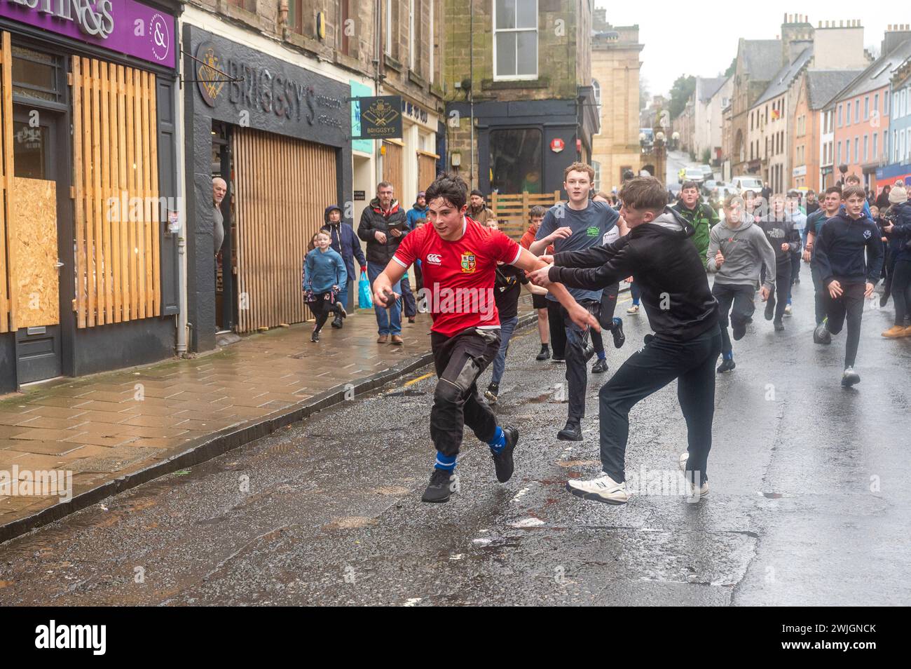 Youths take part in the annual "Hand ba" is played in Scottish borders ...