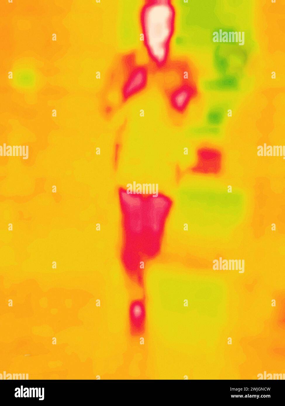 Image from thermal imager device. Human heat map. Blurred ...