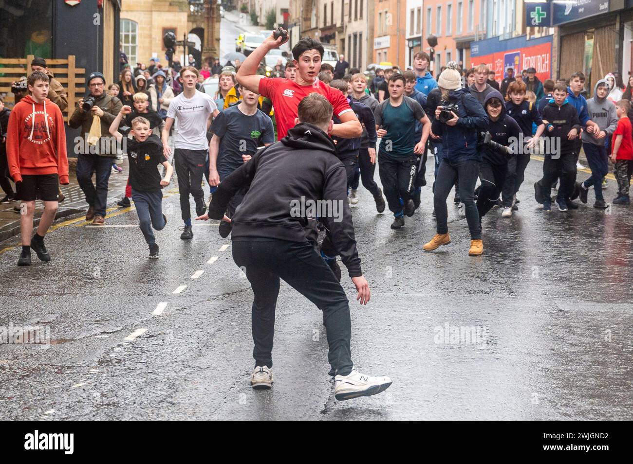 Youths take part in the annual "Hand ba" is played in Scottish borders ...