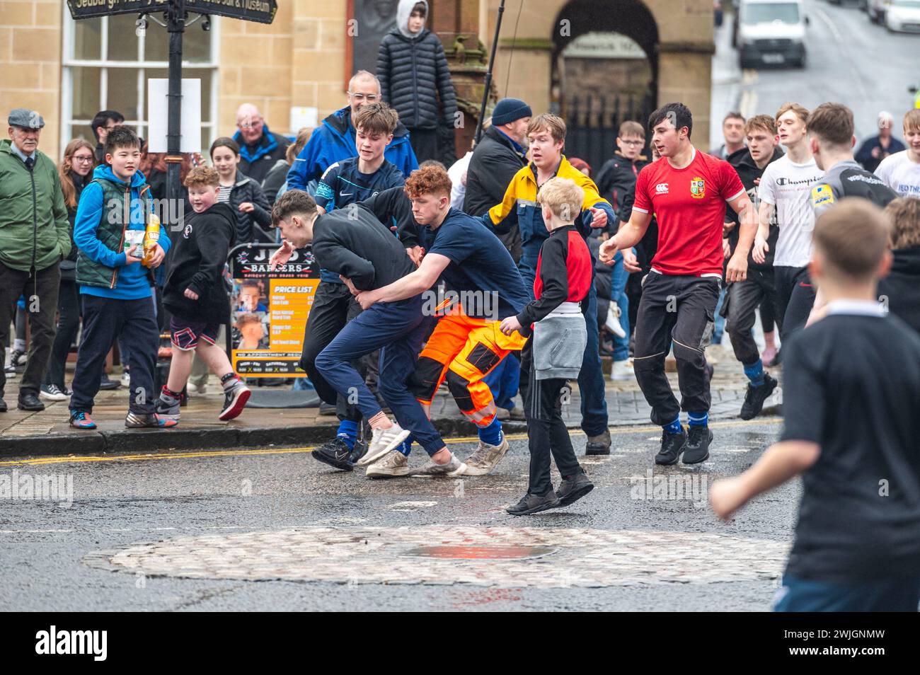 Youths take part in the annual "Hand ba" is played in Scottish borders ...