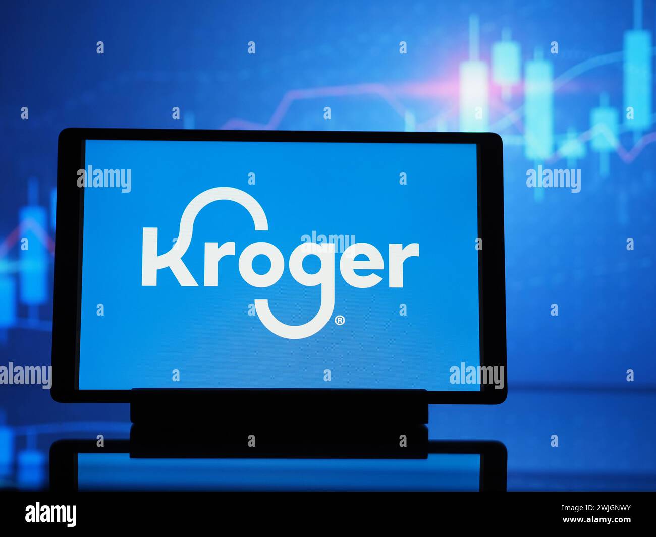 In this photo illustration, The Kroger Co. logo seen displayed on a ...