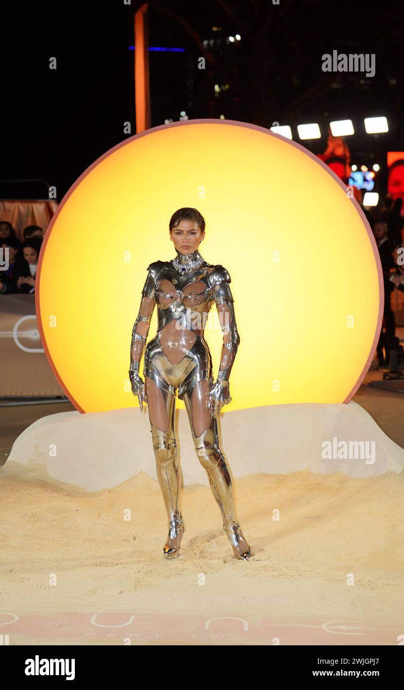 Zendaya arrives for the world premiere of Dune: Part Two at Leicester ...