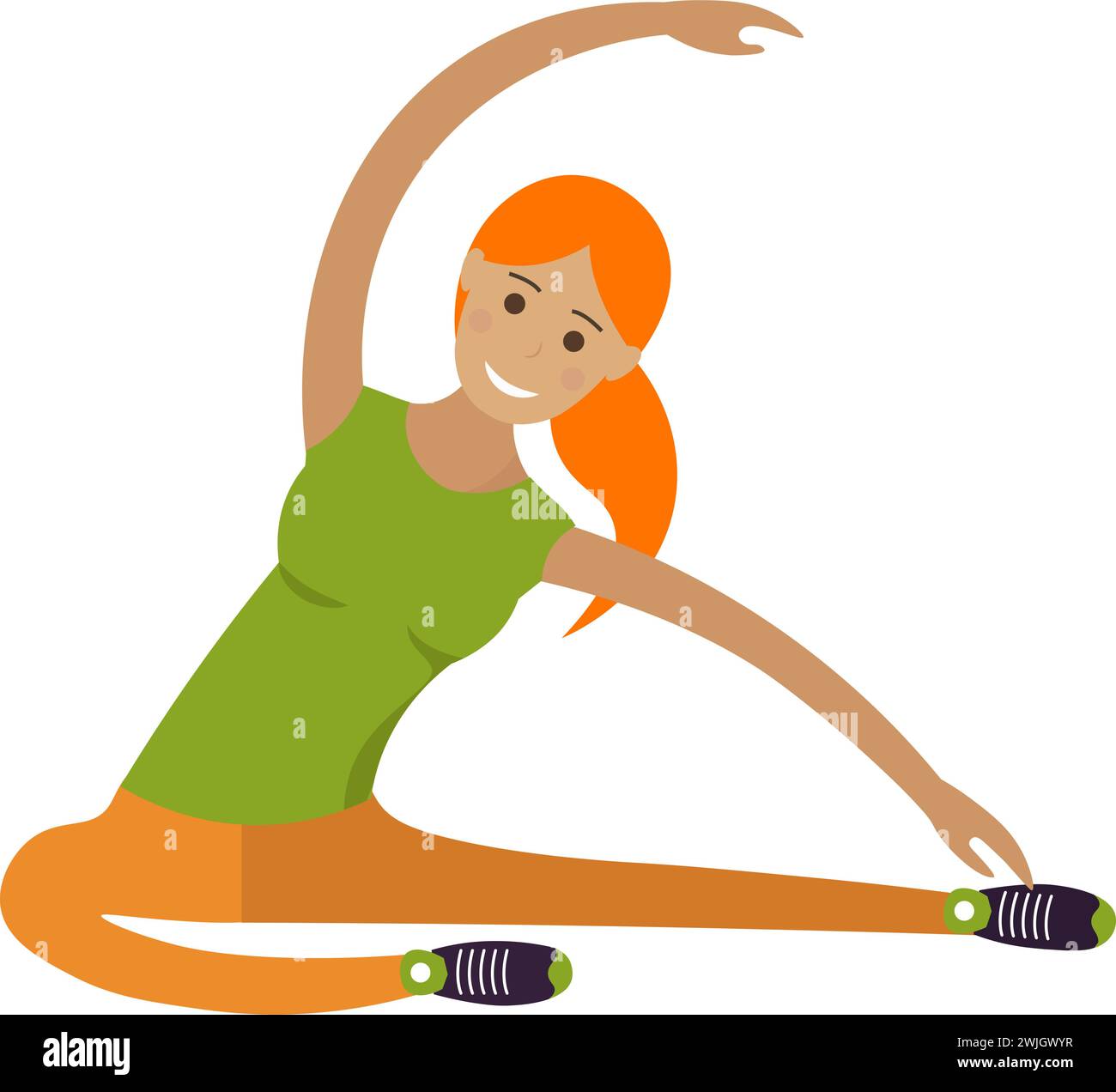 Fitness woman doing yoga stretching exercise vector icon isolated on ...