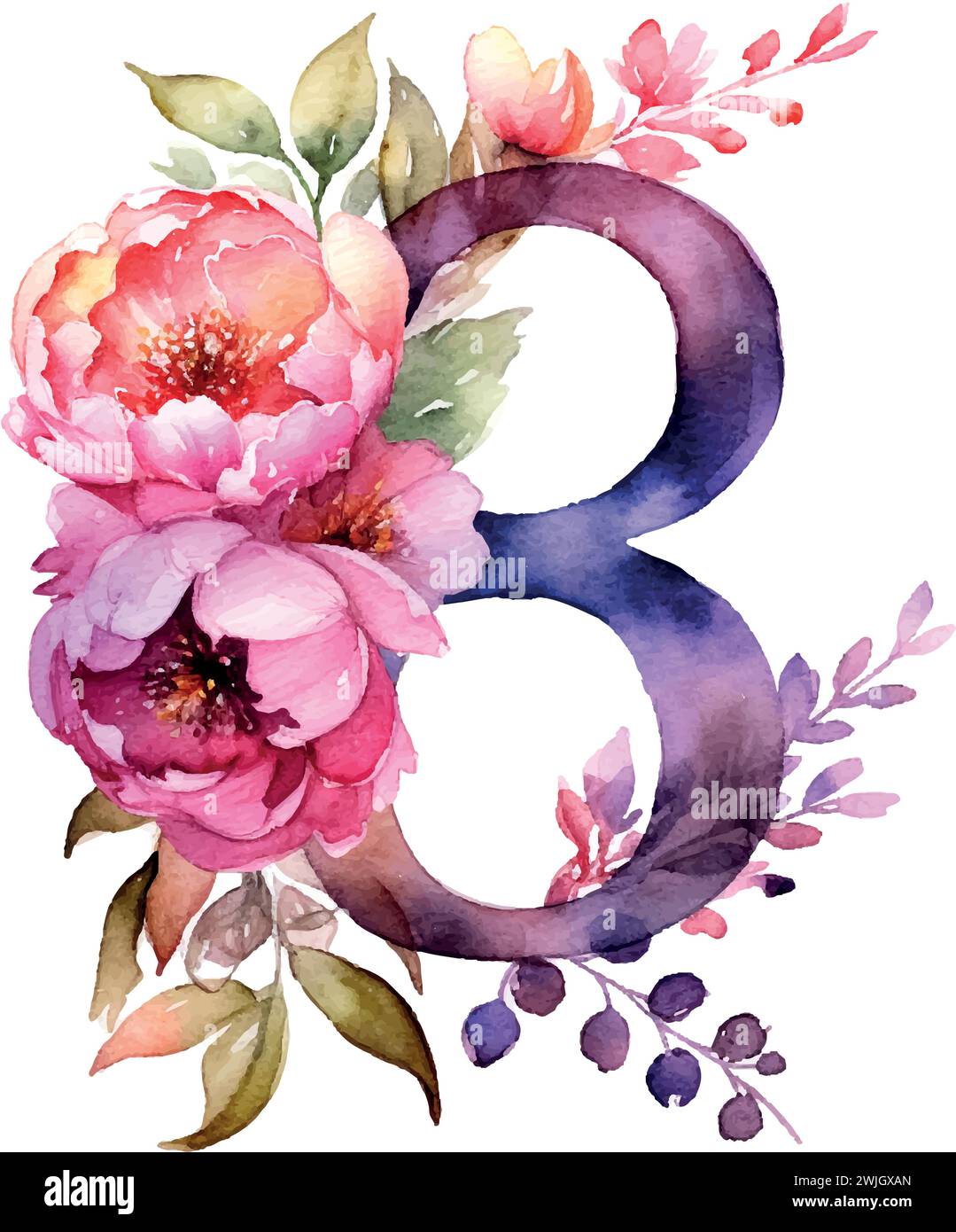 March flowers painting Stock Vector Images - Alamy