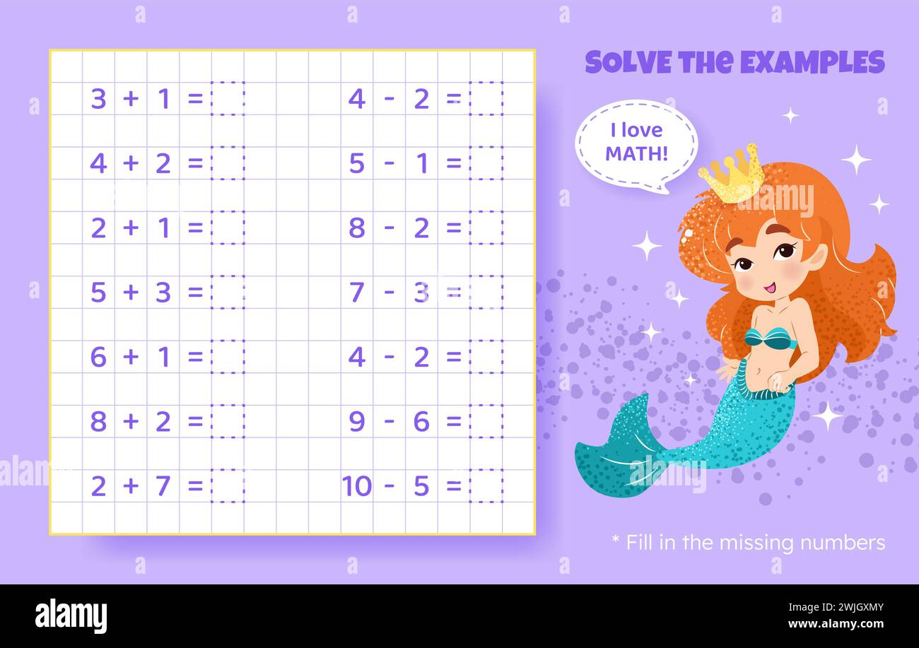 Math game for kids. Addition and subtraction Stock Vector Image & Art ...