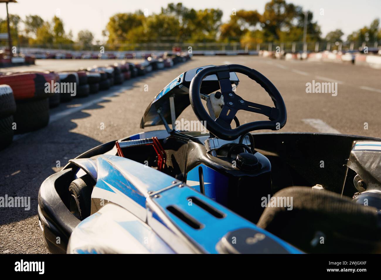 Go-kart car for carting with no people at open air training track Stock ...