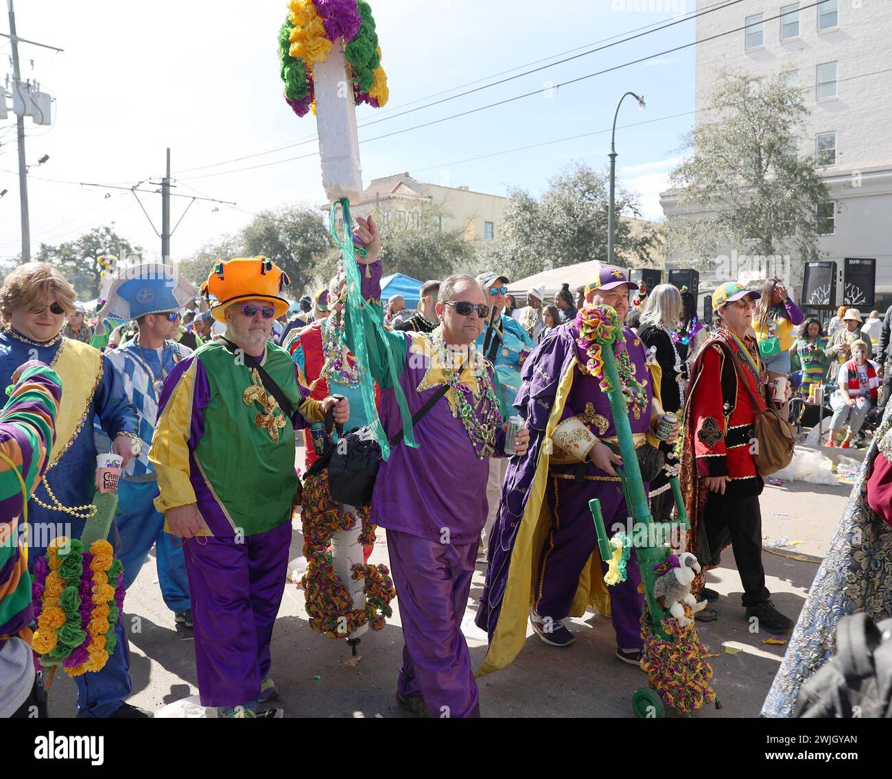 New Orleans, USA. 13th Feb, 2024. The Jefferson City Buzzards march ...