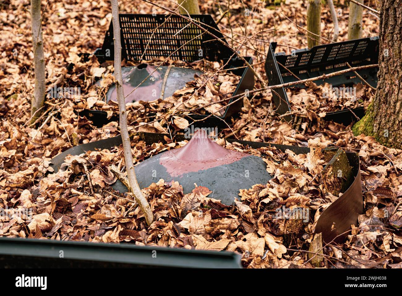 Broken Cathode Electron Beam Tube of Old TV, shattered television trash ...