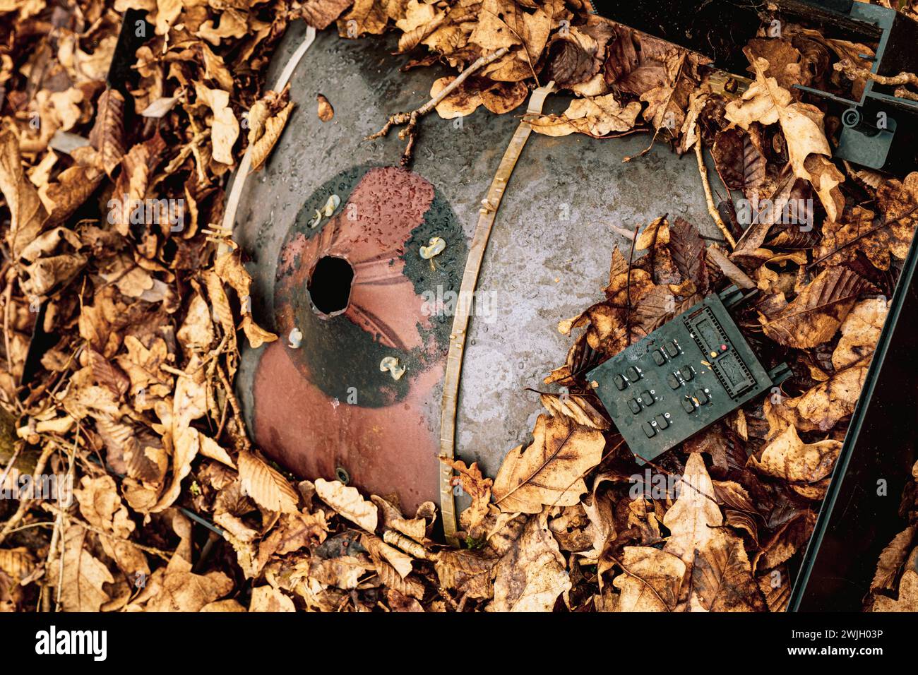 Broken Cathode Electron Beam Tube of Old TV, shattered television trash ...