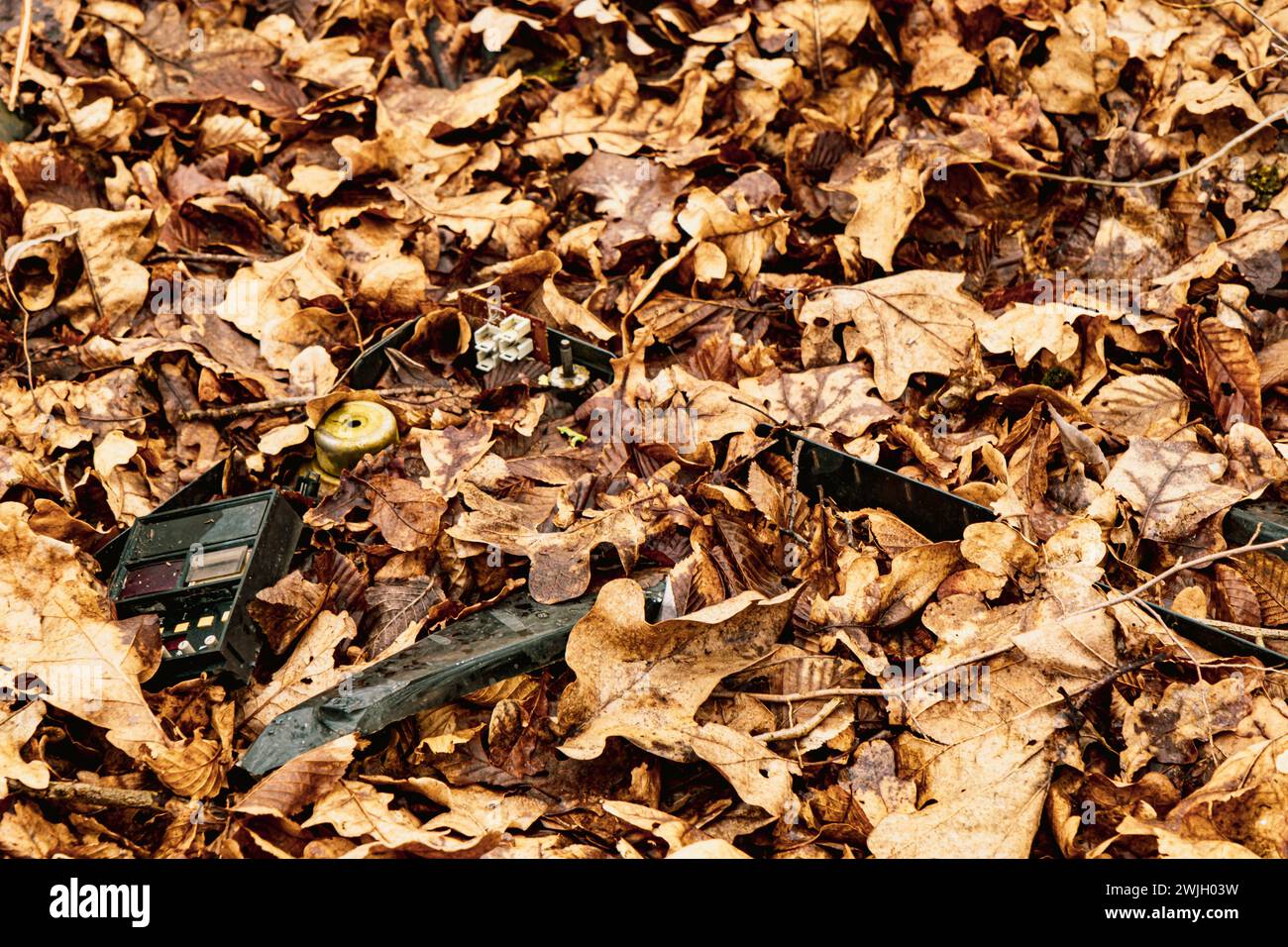 Broken Cathode Electron Beam Tube of Old TV, shattered television trash ...