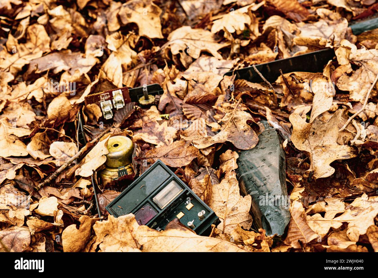 Broken Cathode Electron Beam Tube of Old TV, shattered television trash ...