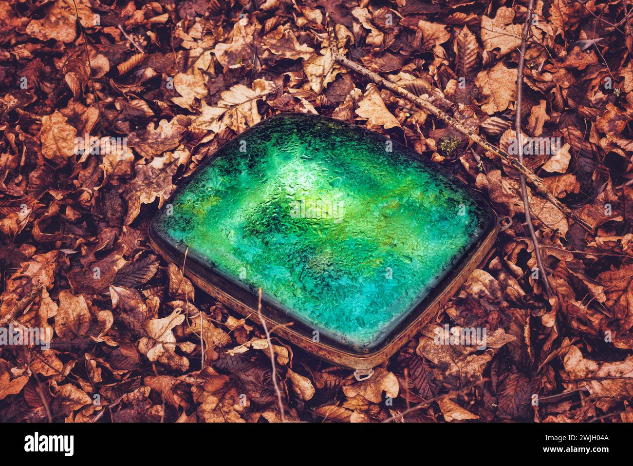 Broken Cathode Electron Beam Tube of Old TV, shattered television trash ...