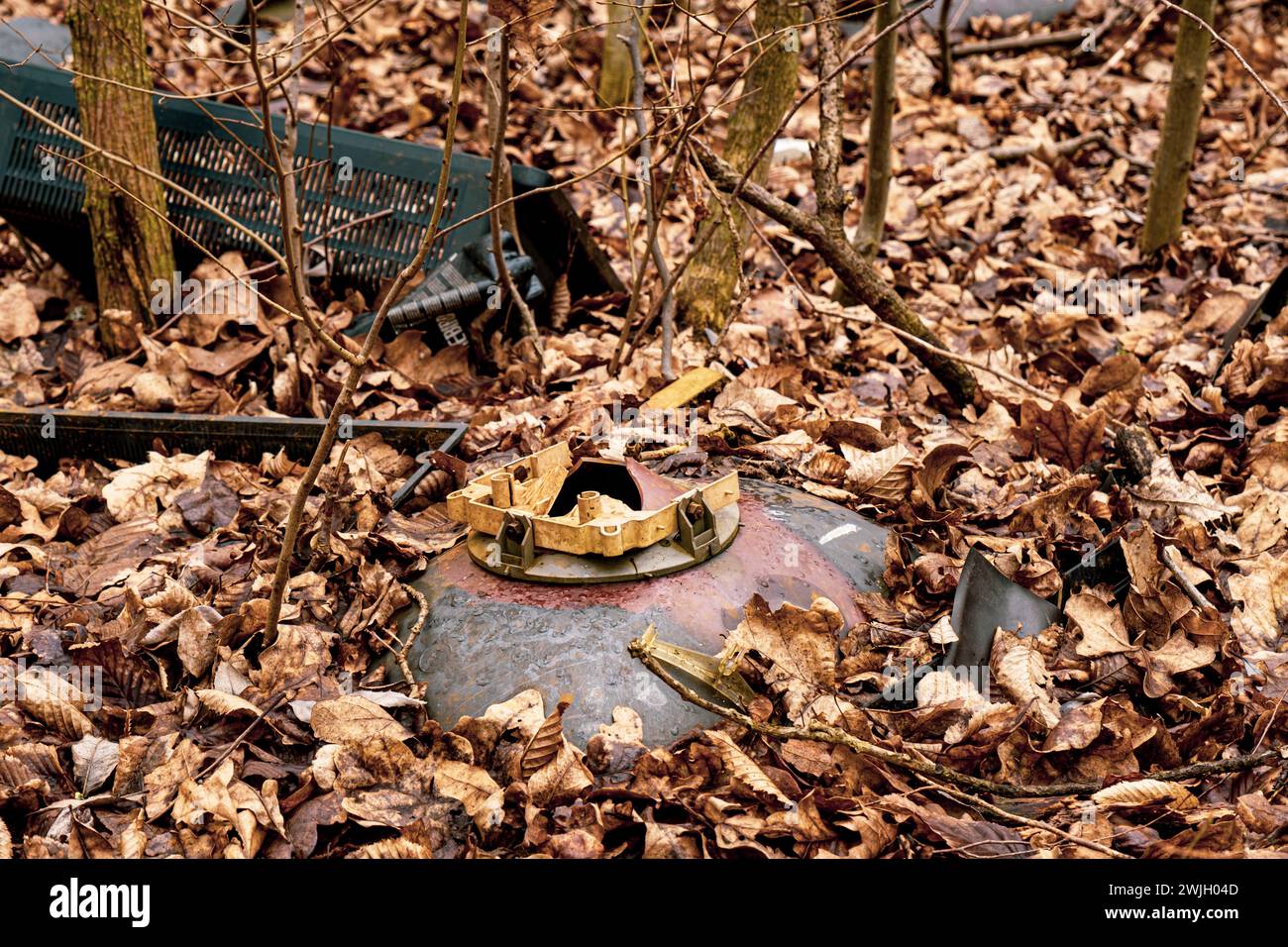 Broken Cathode Electron Beam Tube of Old TV, shattered television trash ...