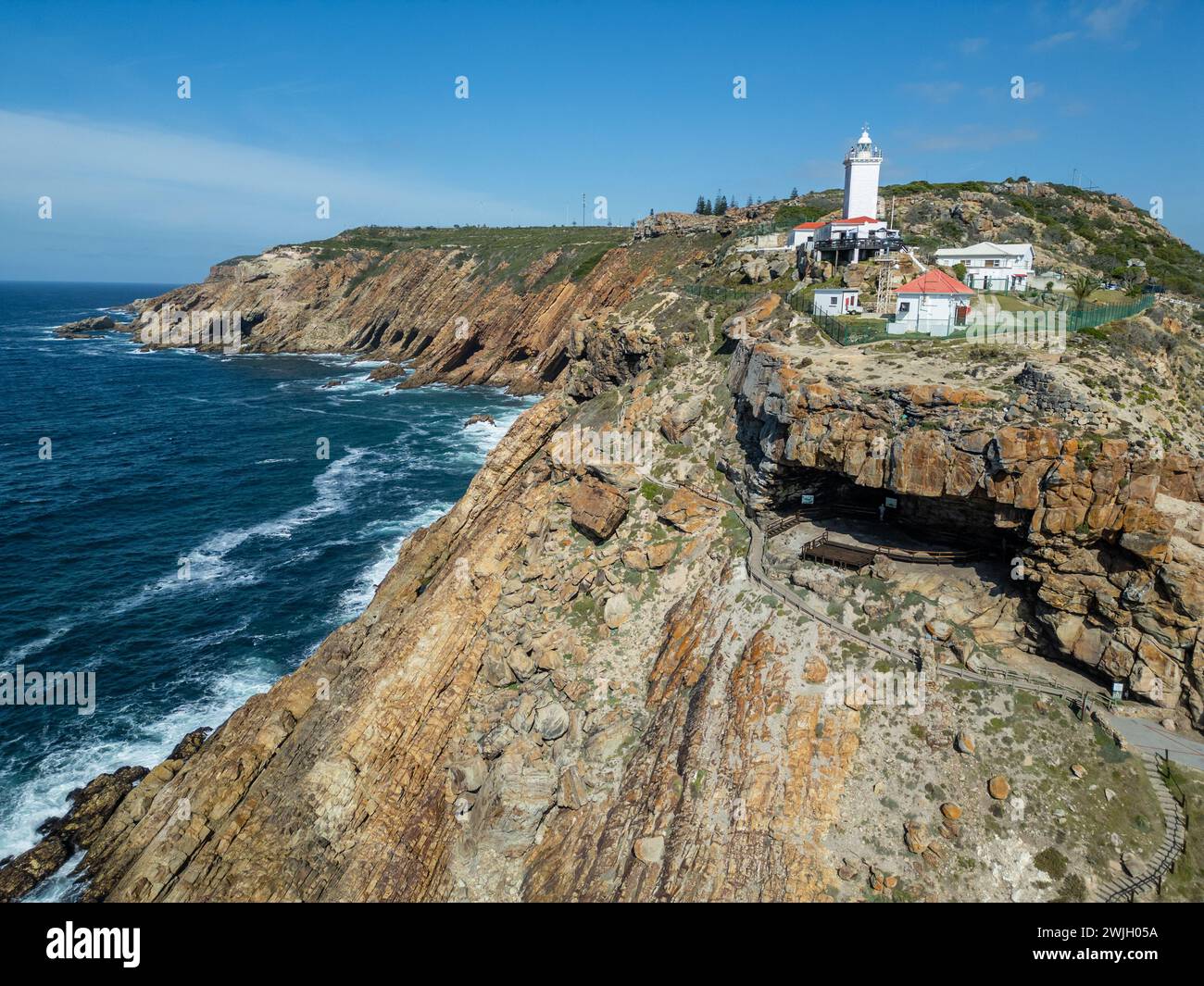 Cape St Blaize Lighthouse and prehistoric cave, Mossel Bay, Western ...
