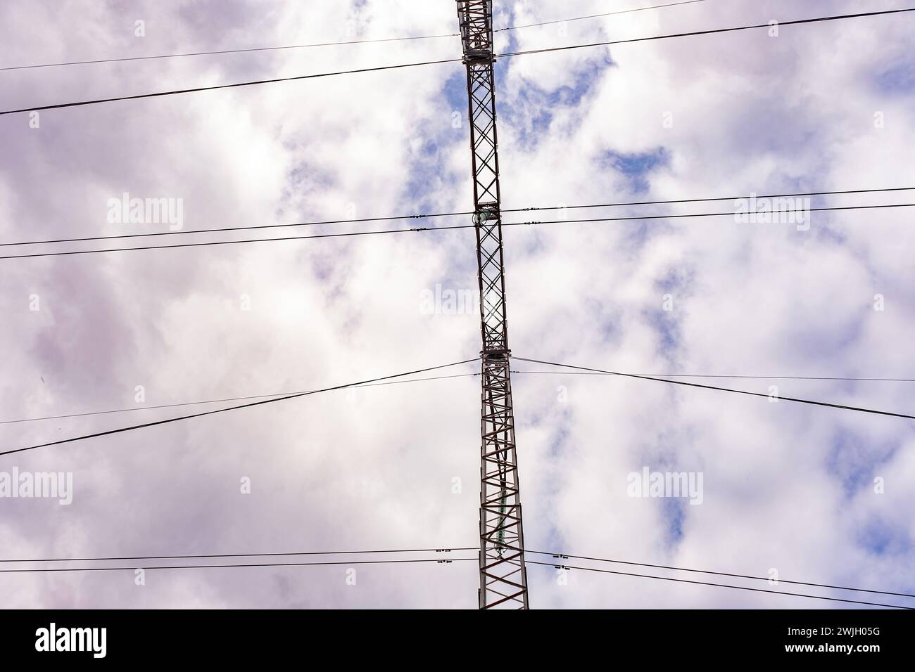 High Voltage Electric Power Grid Poles with Ceramic Insulators at ...