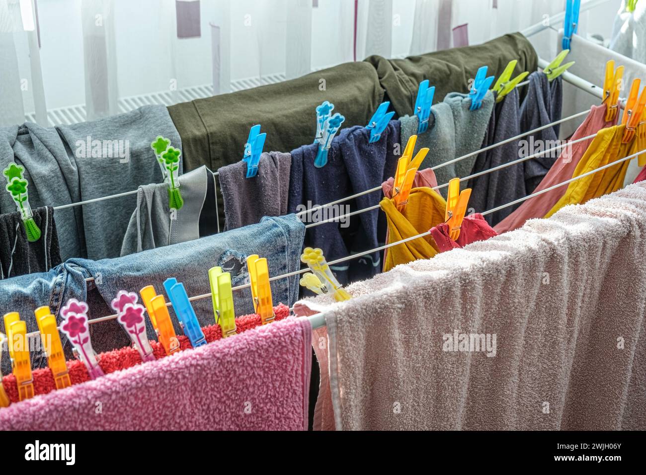 dry clothes on the line Stock Photo - Alamy