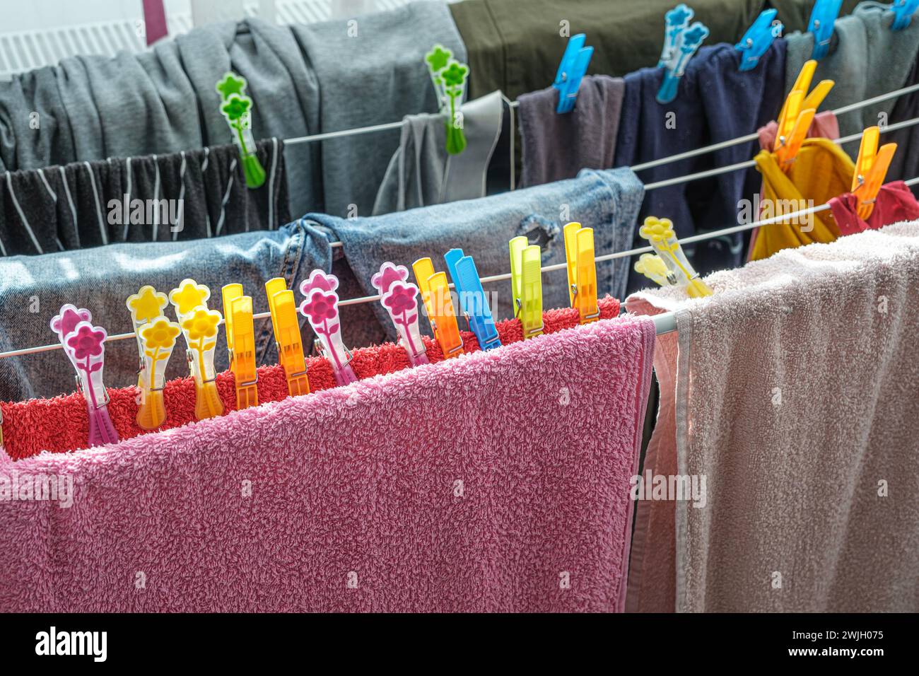 dry clothes on the line Stock Photo - Alamy