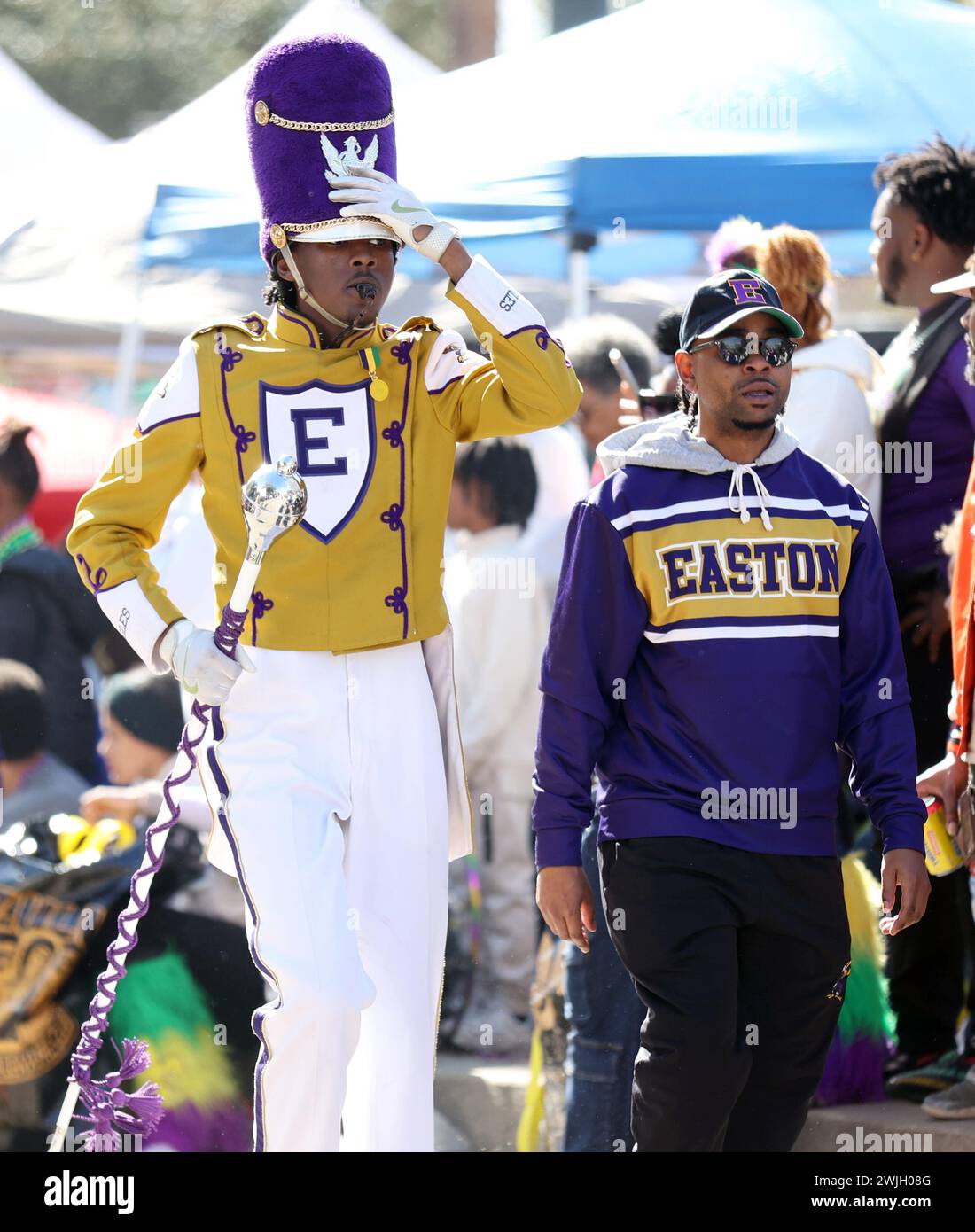 New Orleans, USA. 13th Feb, 2024. The Warren Easton Marching Band ... New Orleans, USA. 13th Feb, 2024. The Warren Easton Marching Band ...