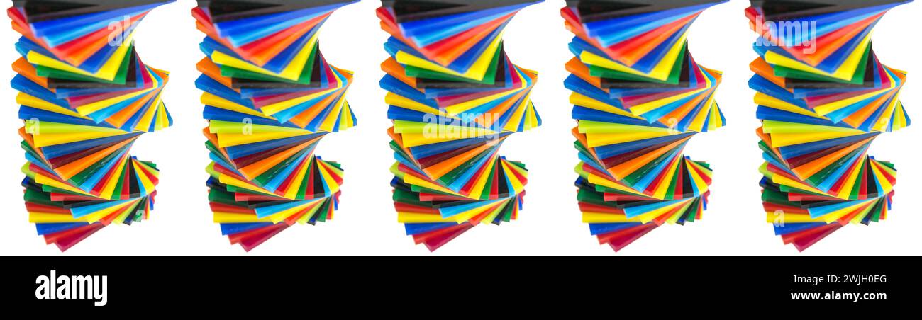 Stack of Coloured Cast Acrylic Sheet on white background Stock Photo ...