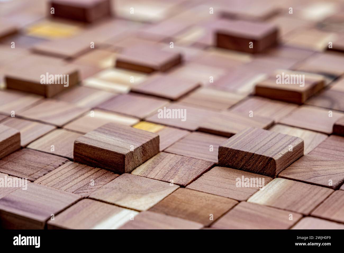 natural wooden mosaics tiles, wood cubes wall cladding, interior design ...