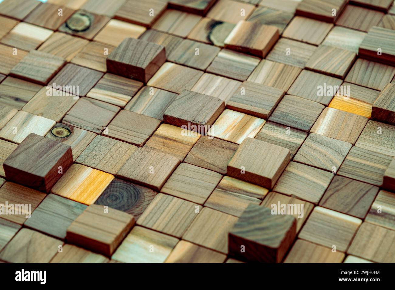 natural wooden mosaics tiles, wood cubes wall cladding, interior design ...
