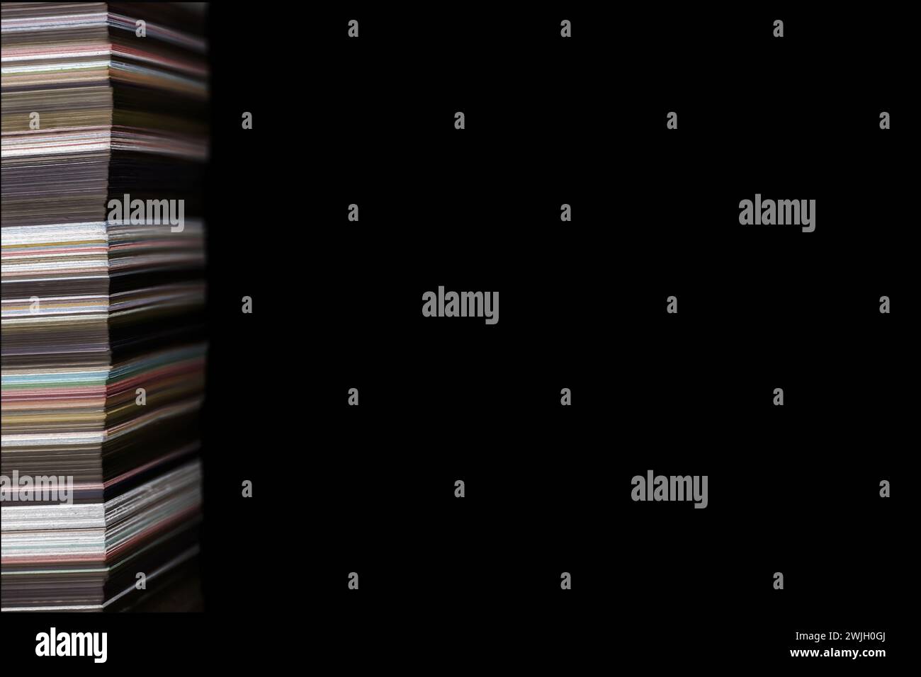 sheets of paper of various colors and thicknesses, cross section Stock ...