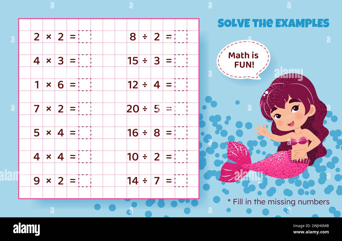 Math game for kids. Multiplication and division Stock Vector Image ...