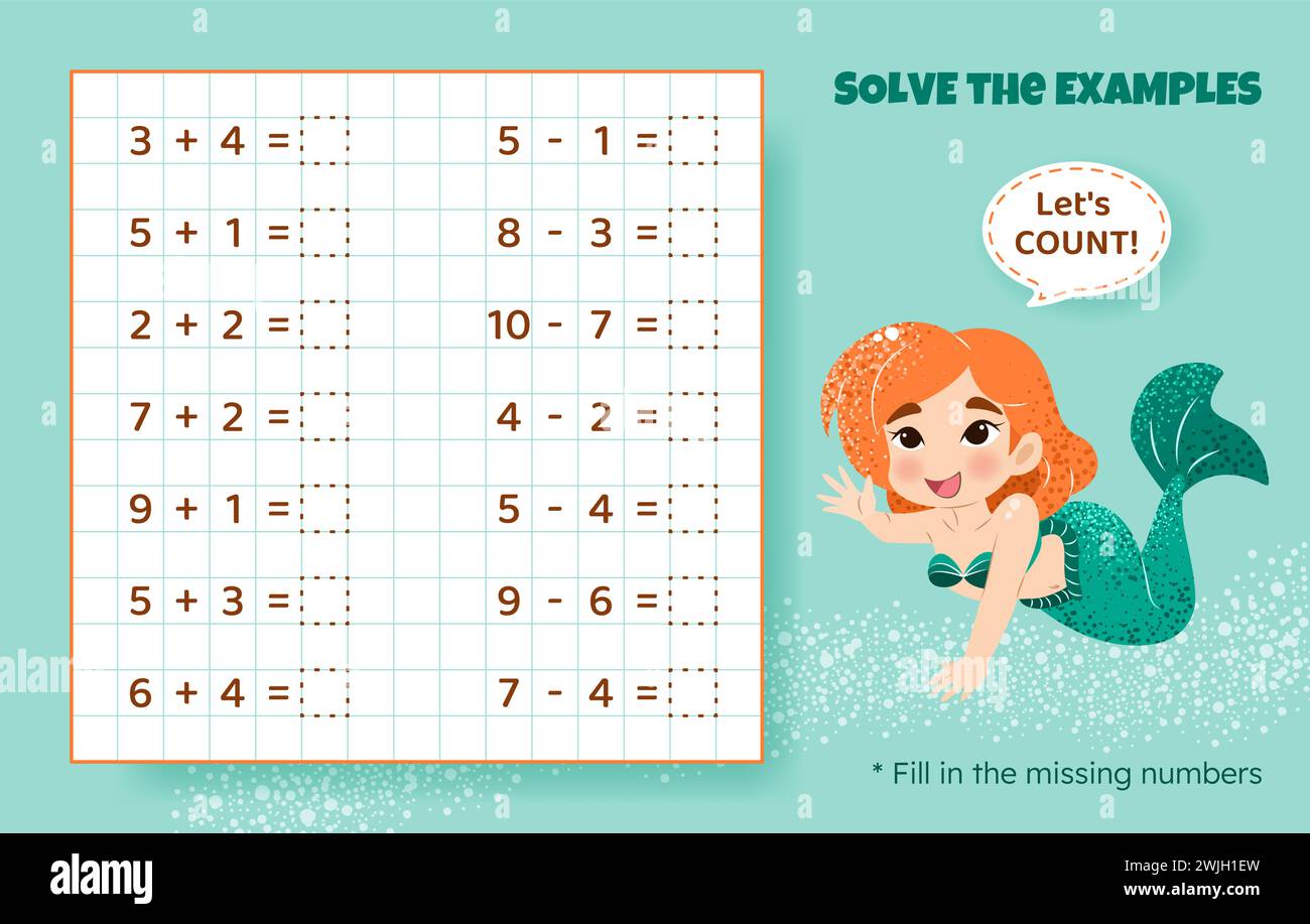 Math game for kids. Addition and subtraction Stock Vector Image & Art ...