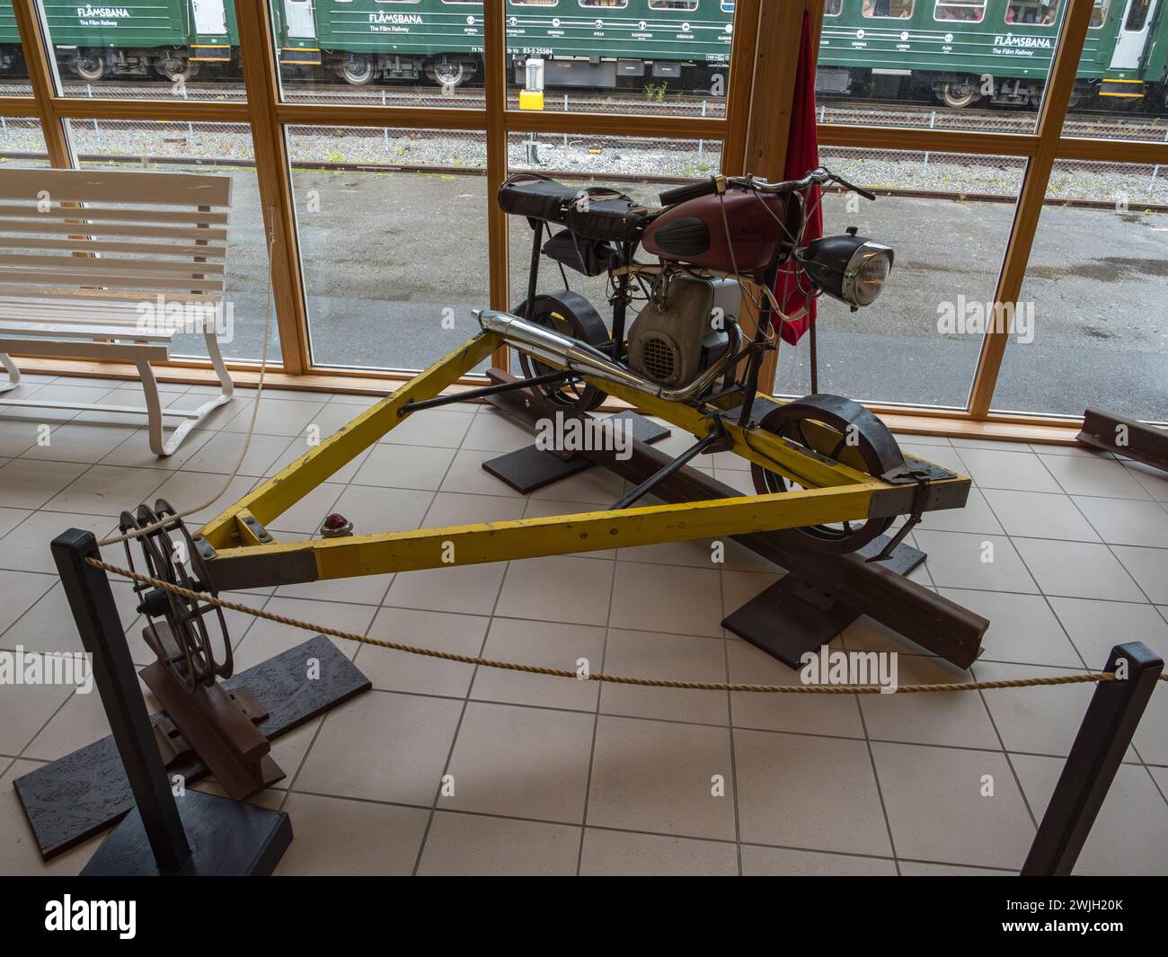 A rail tricycle (motorcycle) used to move along the tracks of the ...