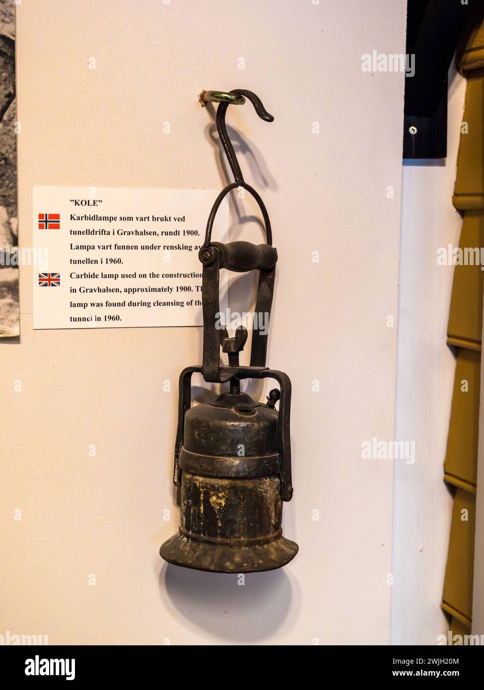 A carbide lamp used to during the construction of the Flam Railway ...