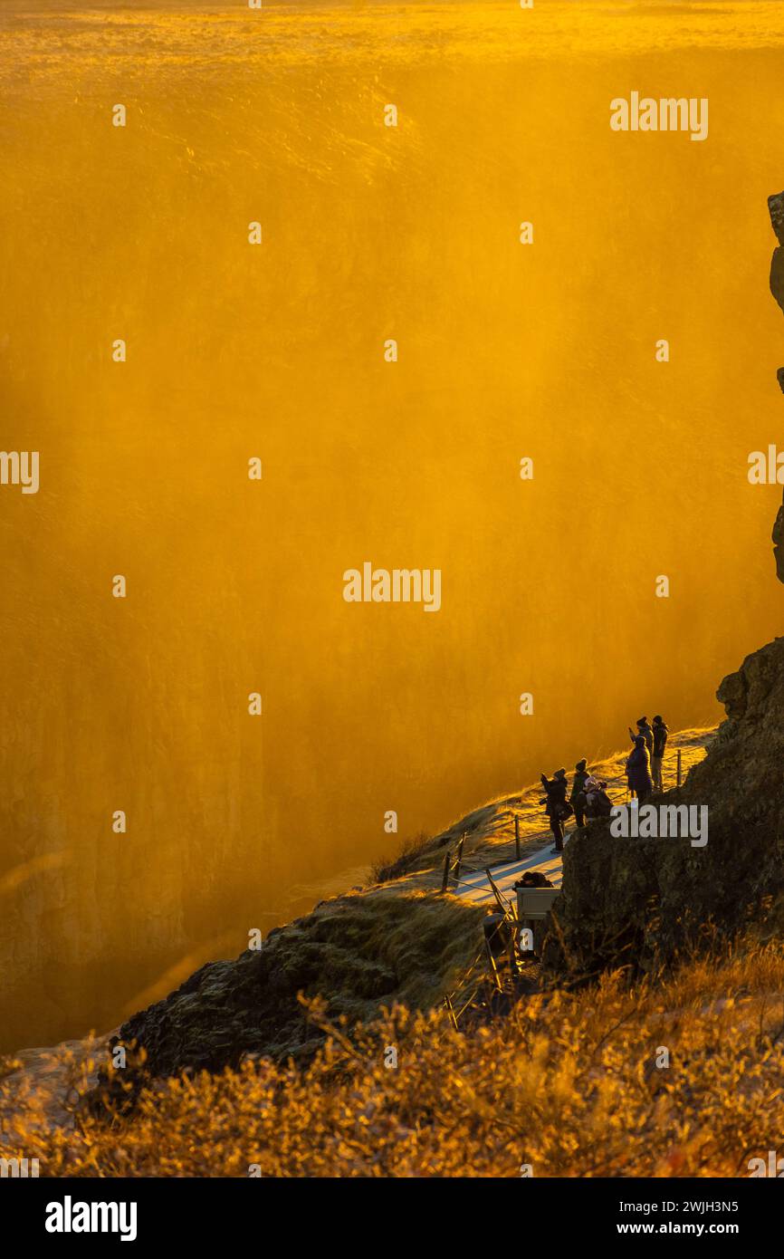 Gullfoss, Iceland, 28 November 2022: Tourists admiring the amazing ...