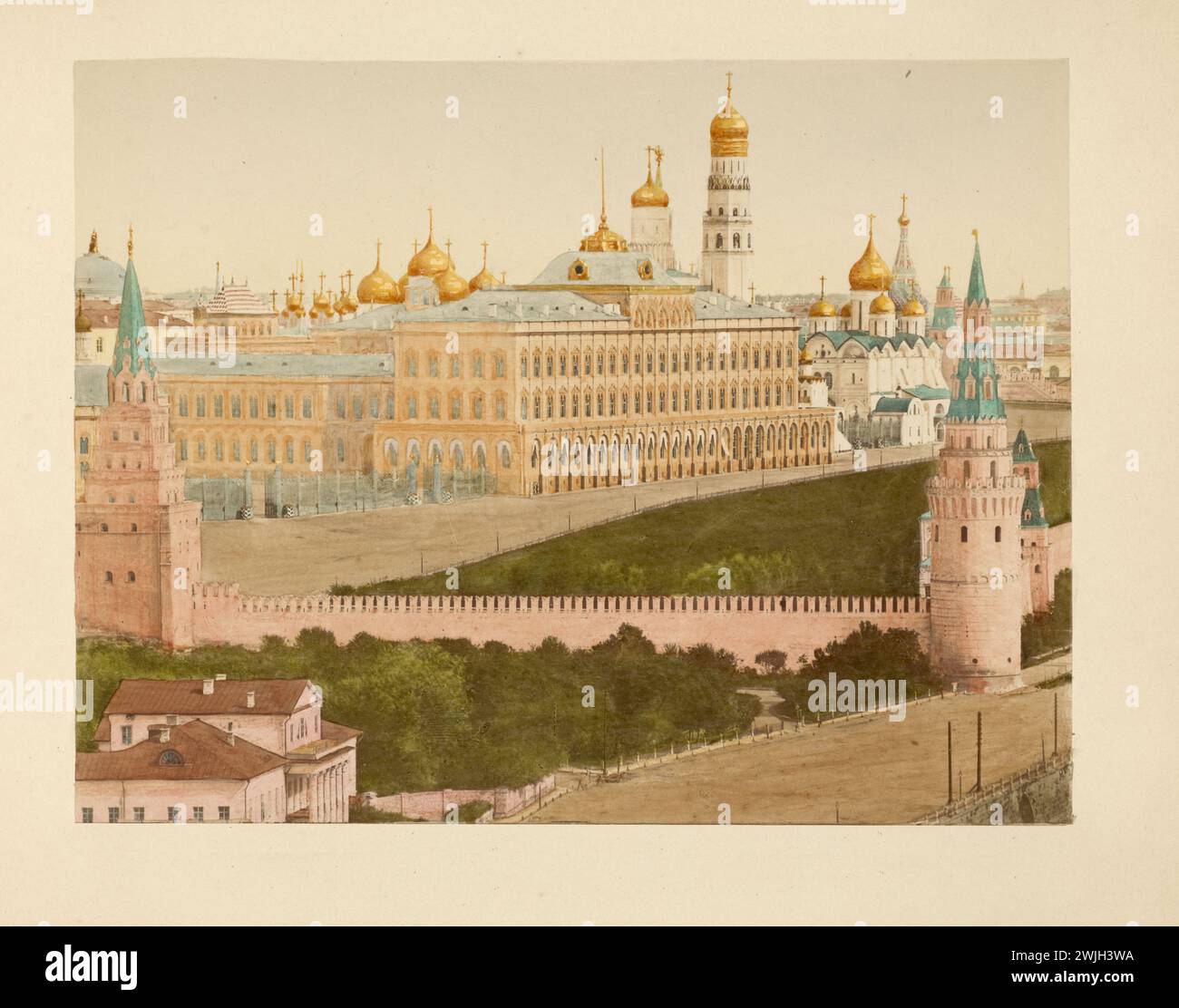 Imperial Kremlin Palace in Moscow . Moscow, Russia. Handcolored ...